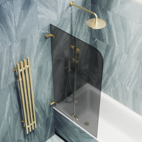 Шторка для ванной стеклянная 140/51 см MaybahGlass, 6 мм, складная (2С ...