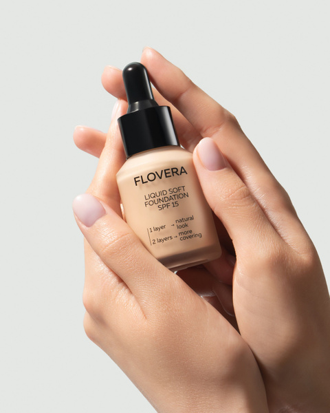 Жидкий тональный крем LIQUID SOFT FOUNDATION SPF 15 тон 01 FLOVERA ...
