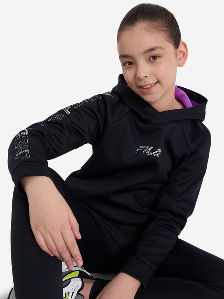 Худи Девочки Fila черный, сиреневый Без застежки Полиэстер, размер 146, 152 Вьетнам купить c ...