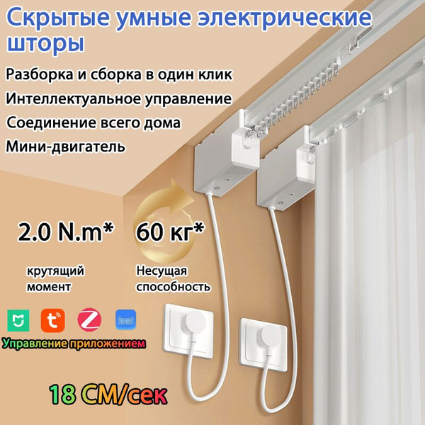 Электрический карниз для штор YANSEN XIM23, скрытый/5,5 м ...