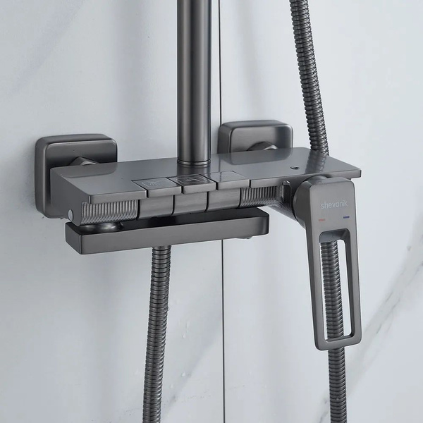 Душевая стойка Shevanik S6826T с длинным изливом, оружейная сталь купить на OZON по низкой цене ...