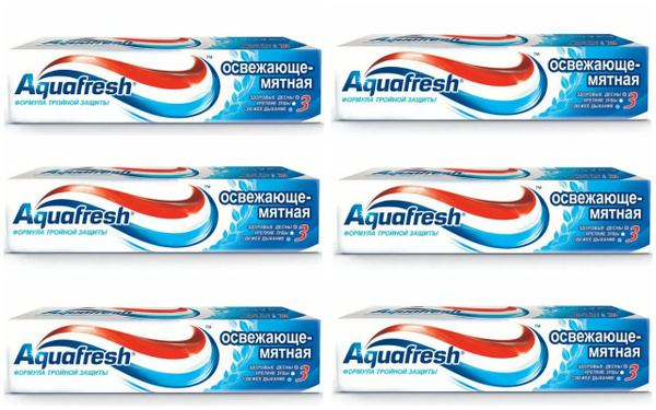 Aquafresh Зубная паста Total Care 3 освежающе-мятная синяя, 125 мл, 6 ...