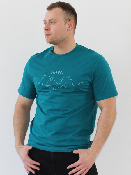 Футболка STELLA MODA, размер 52, цвет бирюзовый, 100% хлопок - купить по выгодной цене в ...