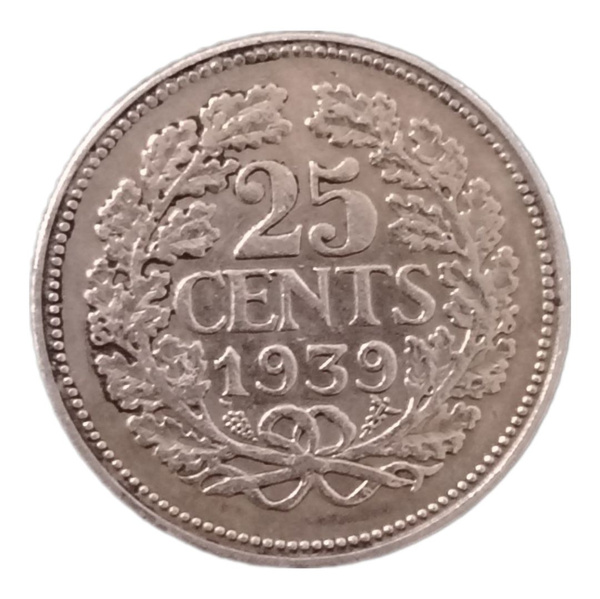Коллекционная монета 25 центов (cents) Нидерланды 1939 год - купить в интернет-магазине OZON с ...
