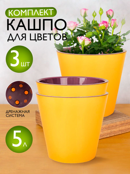 Горшок, кашпо для цветов, растений, пластиковый для балкона на ...