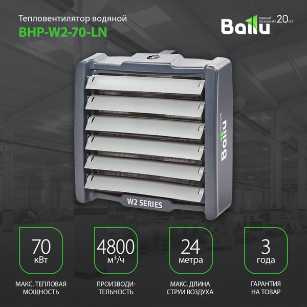 Тепловентилятор водяной Ballu BHP-W2-70-LN - купить с доставкой по выгодным ценам в интернет ...
