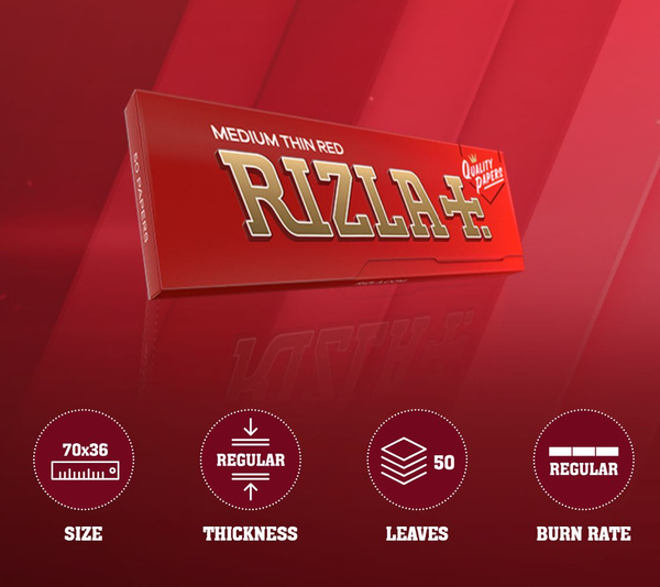 Бумага сигаретная Rizla+ Red (отбеленная плотная) 19 мг - купить с ...