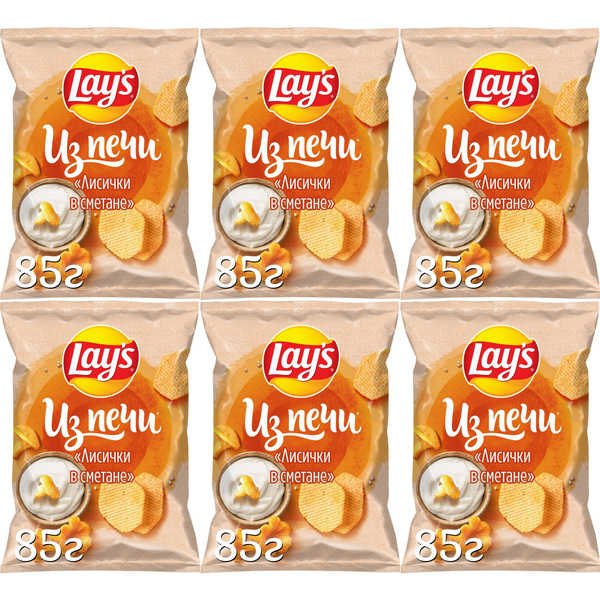 Чипсы картофельные Lay's Из печи лисички и сметана 85 г, набор: 6 штук купить на OZON по низкой ...