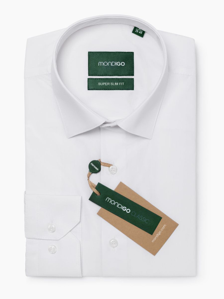 Рубашка Мужской Mondigo белый Длинный Полиэстер, Хлопок Воротник Однотонный, размер 46, 48 ...