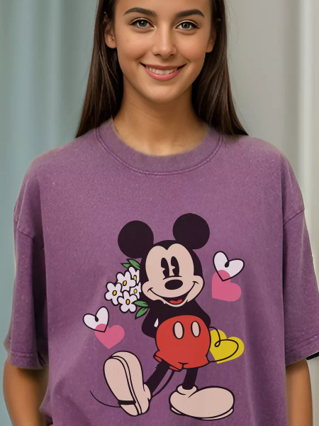 Футболка Мужской, Женский yutti фиолетовый Длинный, размер 46 свободный Повседневный Китай ...