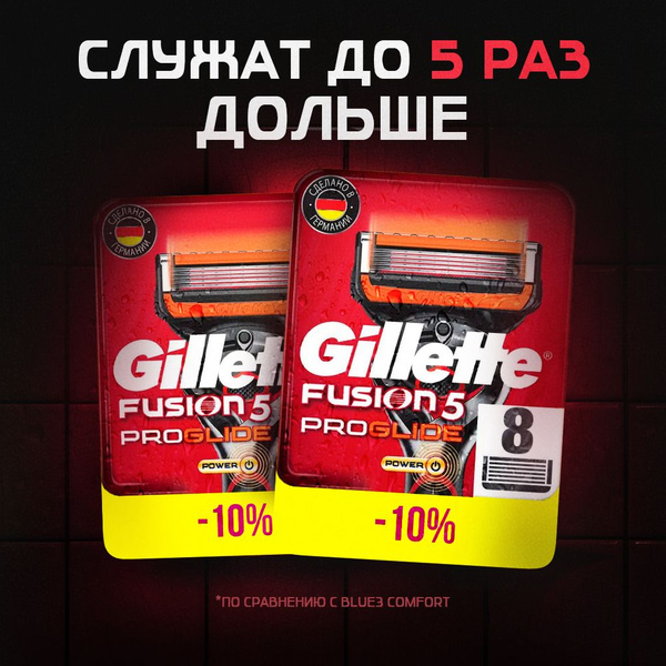 Сменные кассеты Gillette Fusion Proglide Power с 5 лезвиями для точного ...