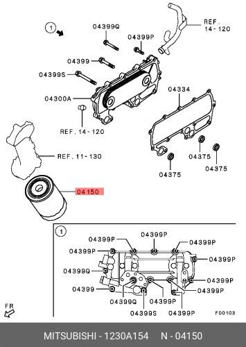 Фильтр масляный Mitsubishi двигателя MITSUBISHI^1230A154 - купить по ...