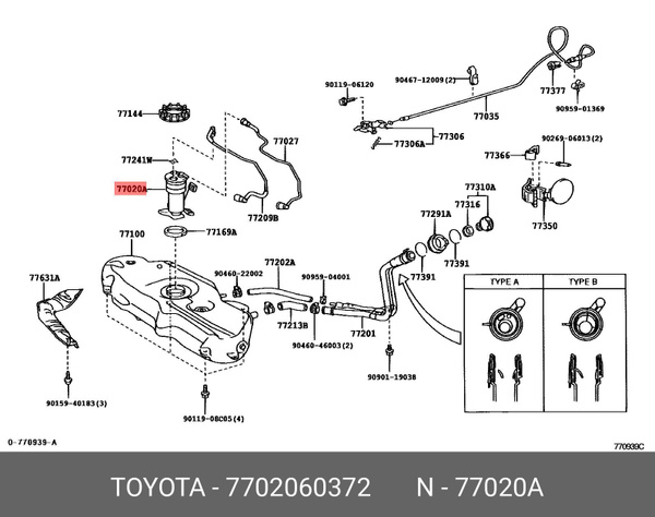 НАСОС ТОПЛИВНЫЙ (оригинал) Toyota/ОЕМ 7702060372 - Toyota арт ...