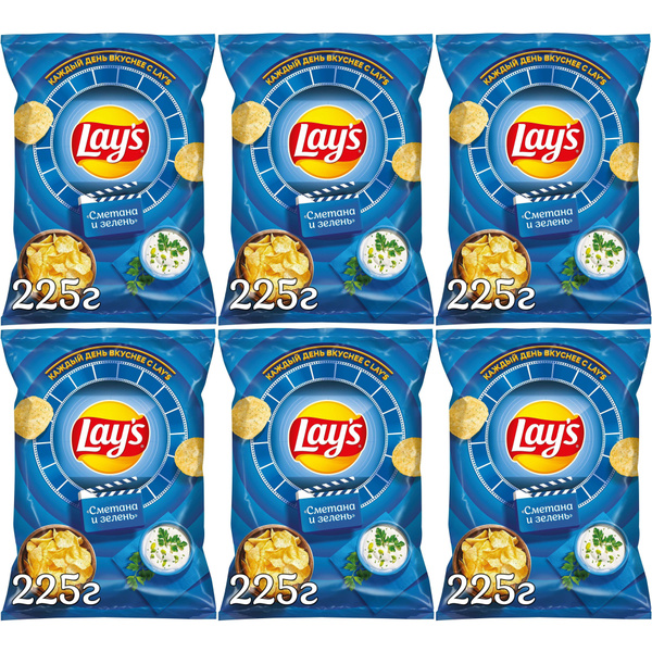 Чипсы картофельные Lay's сметана и зелень 225 г, набор: 6 штук купить на OZON по низкой цене ...