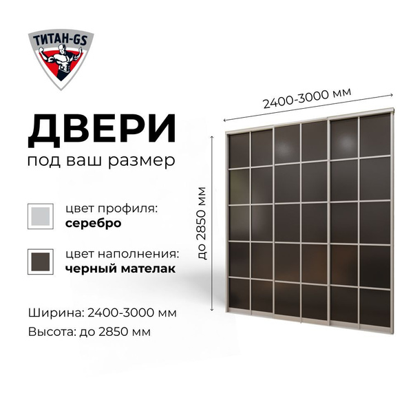Двери купе для гардеробной и шкафов с делителями Титан-GS 3 створки в ...