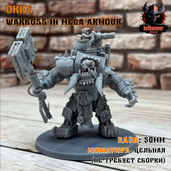 Игровая миниатюра Ork WarBoss (Kitbash) Warhammer 40K (Orc WarBoss 40K ...