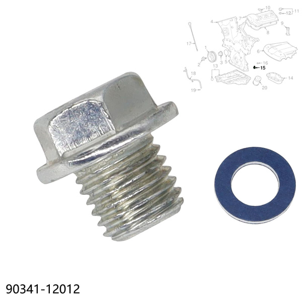 Toyota Пробка сливная, арт. 90341-12012, 1 шт. купить на OZON по низкой ...