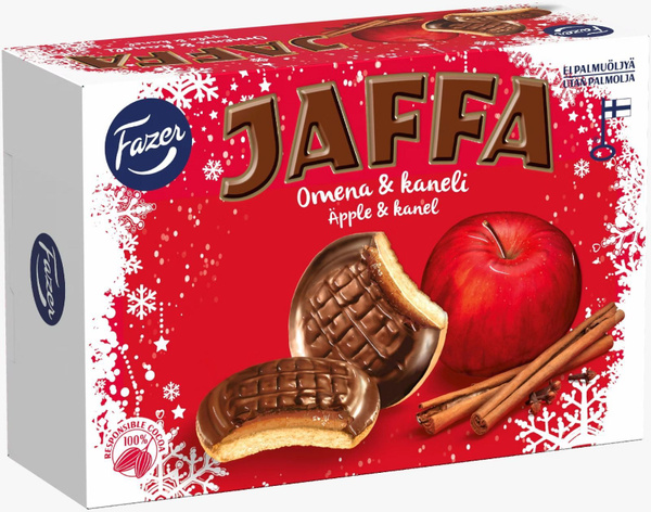 Характеристики Печенье с мармеладом Fazer Jaffa яблоко-корицав шоколаде ...