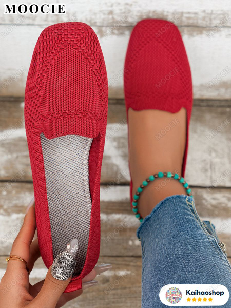 Мокасины Женский MOOCIE красный, размер 43 Без застёжки Лето Толстая подошва купить c доставкой ...