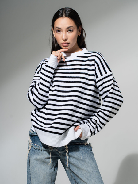 Джемпер Женский AMA TOP белый, черный Акрил, размер универсальный Без ...