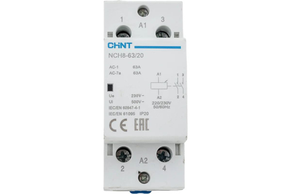 Модульный контактор CHINT NCH8-63/20 63A 2НО AC 220/230В 50Гц 256093 ...