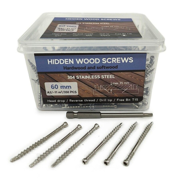 Саморезы Hidden Wood Screws A2 60 mm (350 шт.) купить на OZON по низкой ...