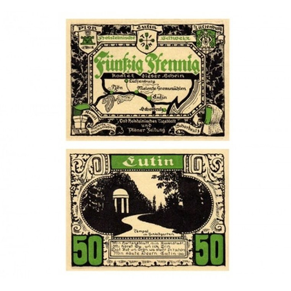 Нотгельд 50 пфеннигов 1921 Плён, вид 2 зеленый, копия купить на OZON по низкой цене (1777431359)