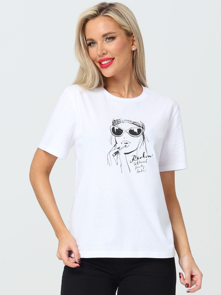 Футболка Женский DStrend белый, размер 44 Хлопок Россия купить c доставкой на OZON по низкой ...