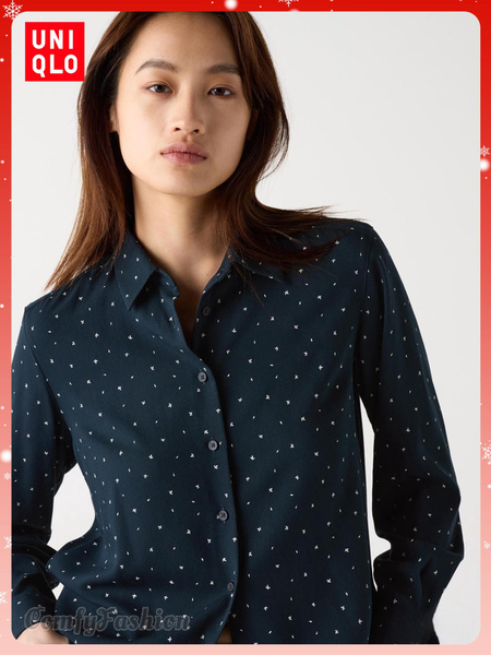 Рубашка Женский Uniqlo индиго, размер 46 Япония, Китай купить c доставкой на OZON по низкой цене ...