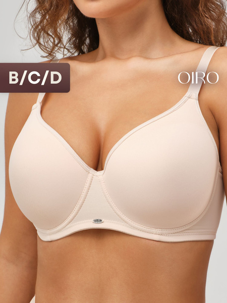Бюстгальтер Женский OIRO на косточках, размер 90C бежевый нейтральный Полиамид, Эластан ...