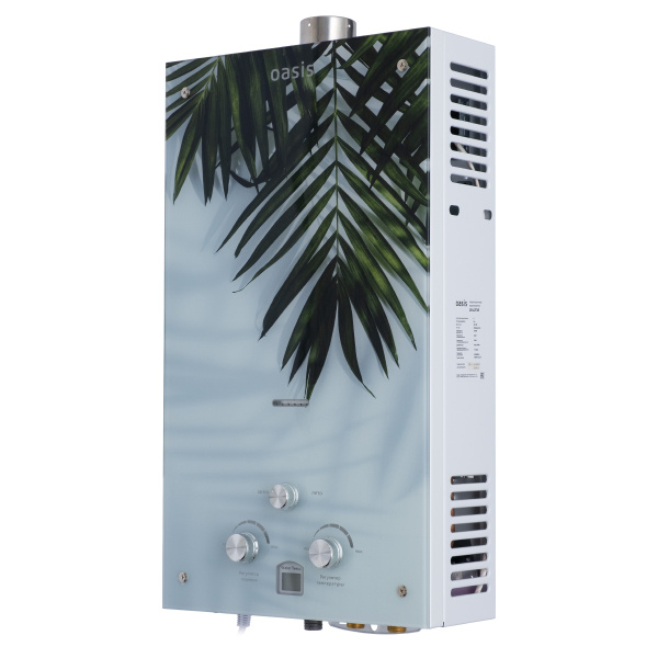 Oasis газовая колонка турбированная Turbo Glass 20 LG/TUR с принудительной вытяжкой, открытая ...