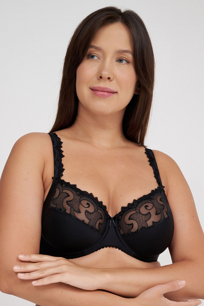 Бюстгальтер Женский Felina на косточках, размер 90G черный Полиэстер, Полиамид Повседневный ...