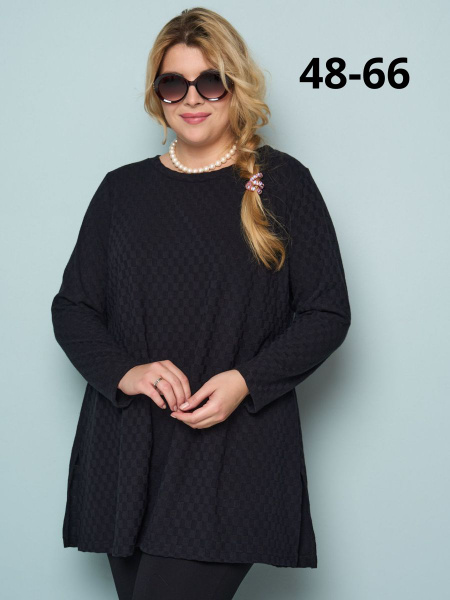 Туника Женский SPARADA Повседневный Длинный черный, размер 56, 58 Россия Геометрический А-силуэт ...