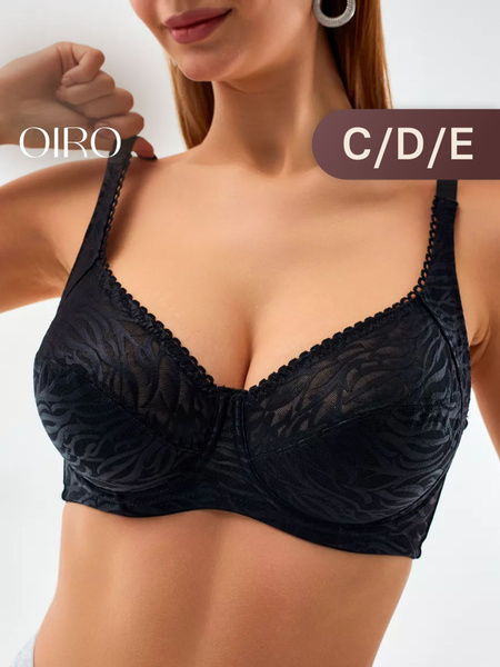 Бюстгальтер Женский OIRO мягкая чашка на каркасе, на косточках, размер 80D черный Полиамид ...