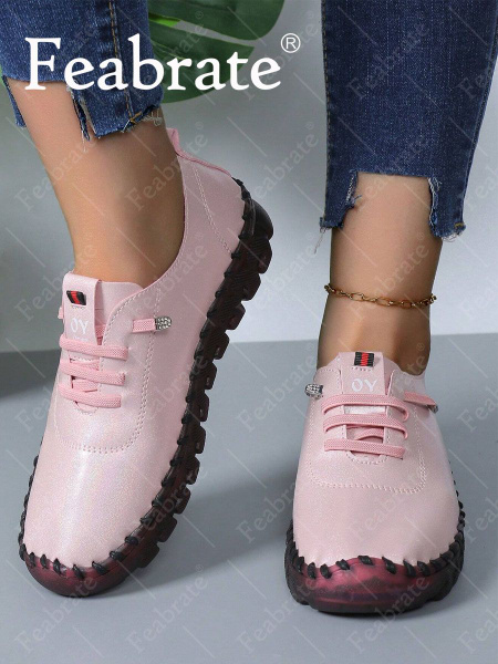Мокасины Женский Feabrate розовый, размер 35 Шнурки Шнуровка На любой сезон Круглый нос ...