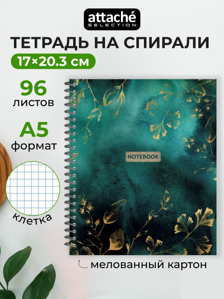 Тетрадь Attache Selection, A5, 96 листов, в клетку, на спирали купить на OZON по низкой цене ...