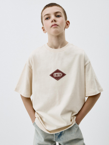 Футболка Мальчики SELA слоновая кость, размер 164 Повседневный Узбекистан купить c доставкой на ...