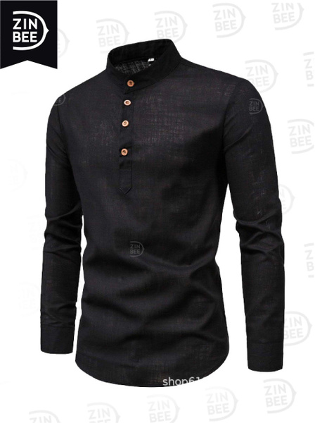 Футболка Мужской ZinBee черный, размер 46 Лен Повседневный Китай купить c доставкой на OZON по ...