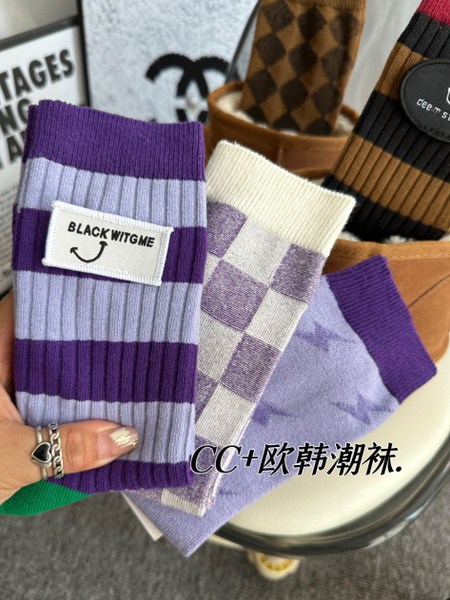 Чулки Женский Miu Miu размер универсальный фиолетовый Хлопок Капрон Домашний На любой сезон