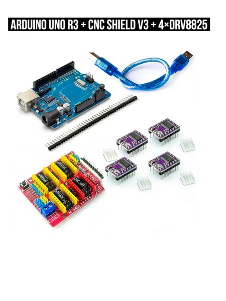 Arduino UNO R3 + CNC Shield V3 + 4 DRV8825 (ЧПУ-контроллер шаговых ...