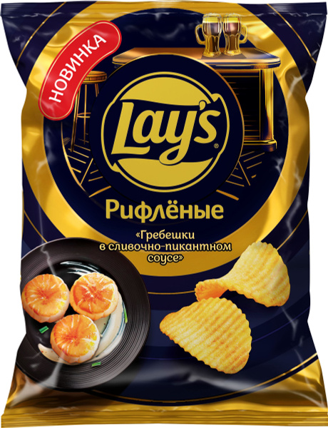 Чипсы картофельные LAY'S Рифленые, Гребешки в сливочном соусе, 105г купить на OZON по низкой ...