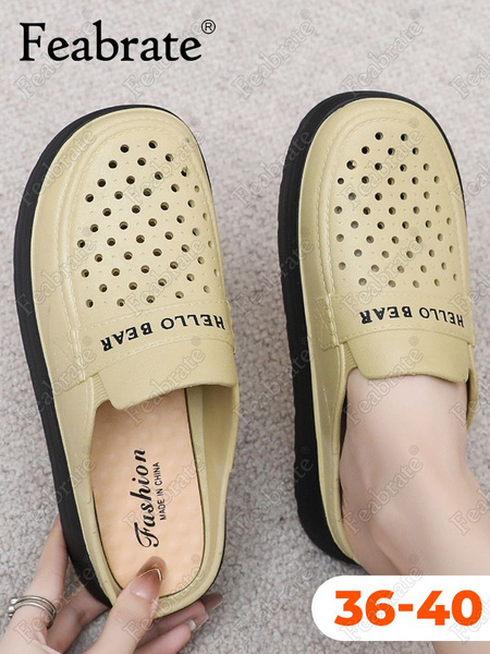 Сабо Женский Feabrate ПВХ (поливинилхлорид) R (средняя), размер 36 Закрытый нос, Круглый нос ...