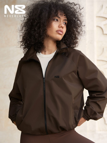 Куртка Женский NEVERLATE Молния шоколадный стойка Полиэстер, размер 44 Длинный Демисезон ...