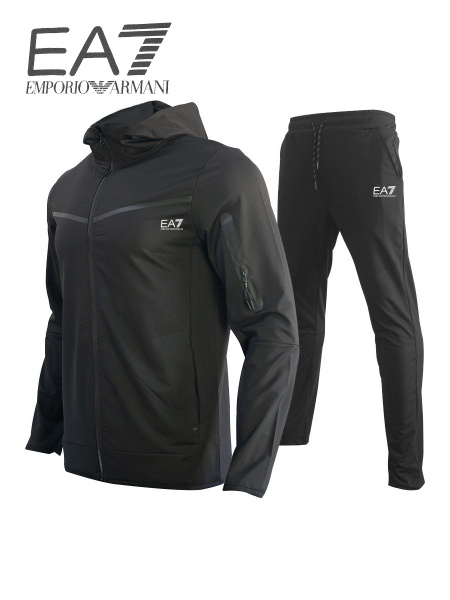 Костюм спортивный Мужской EA7 Повседневный тройка черный, размер 52, 54 Бифлекс Другое, рост от ...