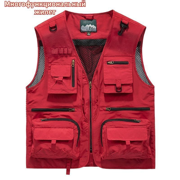 Жилет для рыбалки и охоты, размер 56 (6XL), Лето, цвет красный - купить по выгодной цене в ...