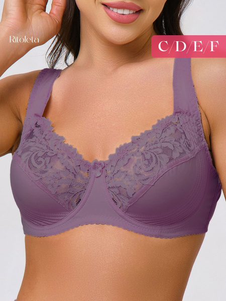 Бюстгальтер Женский Ritoleta мягкая чашка на каркасе, на косточках, размер 95F сиреневый Нейлон ...