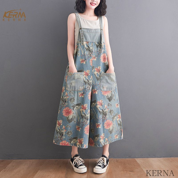 Комбинезон Женский KERNA, размер 54, 56 синий На любой сезон джинсовый Вечерний/праздничный ...