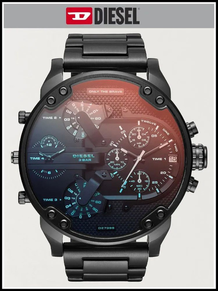 Наручные часы Diesel мужские DZ4319, корпус черный PVD, браслет каучук ...