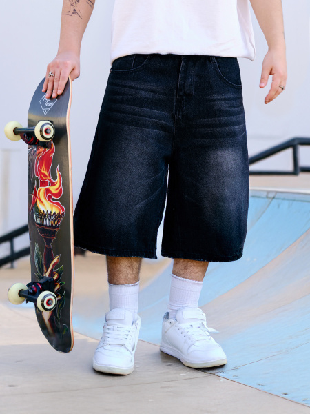 Шорты Мужской DLR&NN Повседневный черно-коричневый, размер 54 Хлопок, Эластан оверсайз Средняя ...