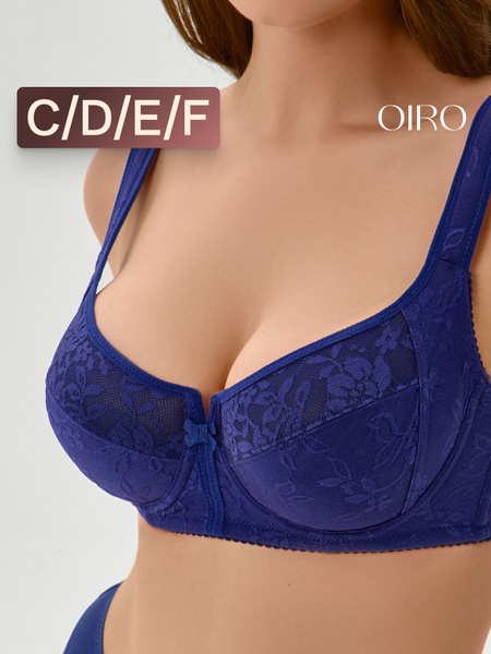 Бюстгальтер Женский OIRO мягкая чашка на каркасе, на косточках, размер 105D синий Полиамид ...